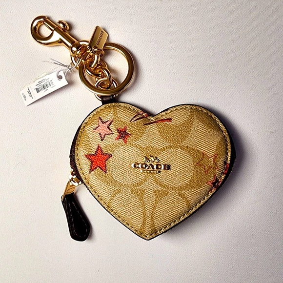 Coach | Bags | Nwt Coach Ck7 Heart Pouch Bag Charm In Signature Canvas ...